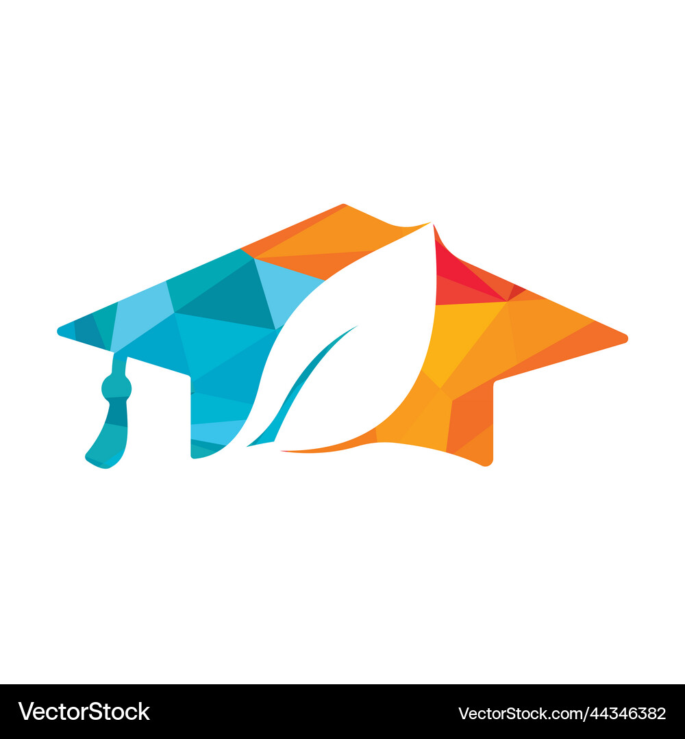 Leaf with graduation hat logo design template Vector Image