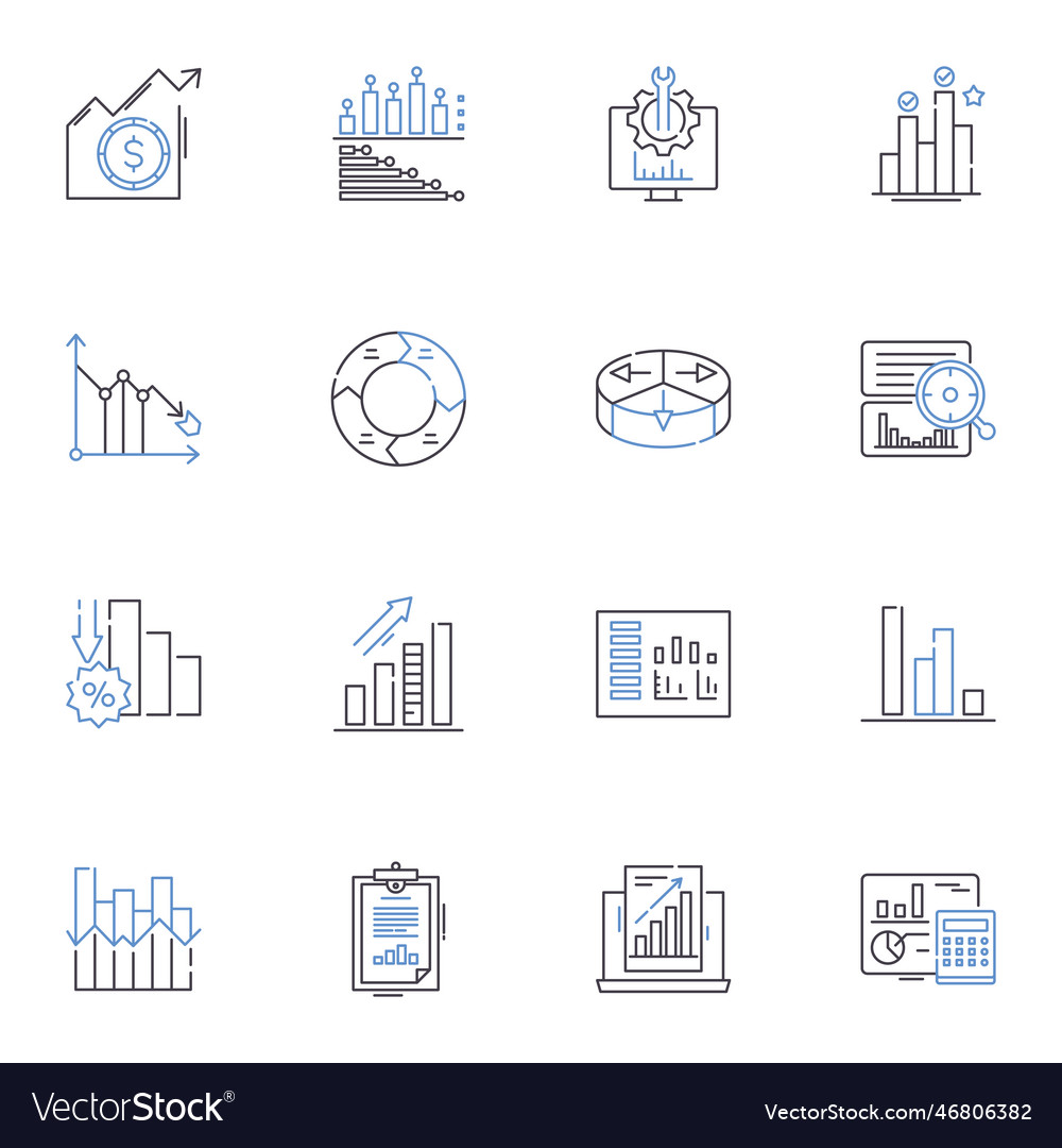 Listing Line Icons Collection Cataloging Vector Image
