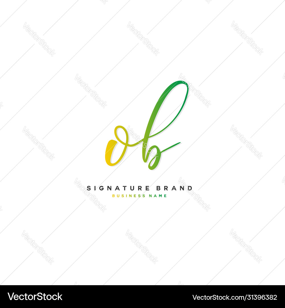 O b ob initial letter handwriting and signature Vector Image