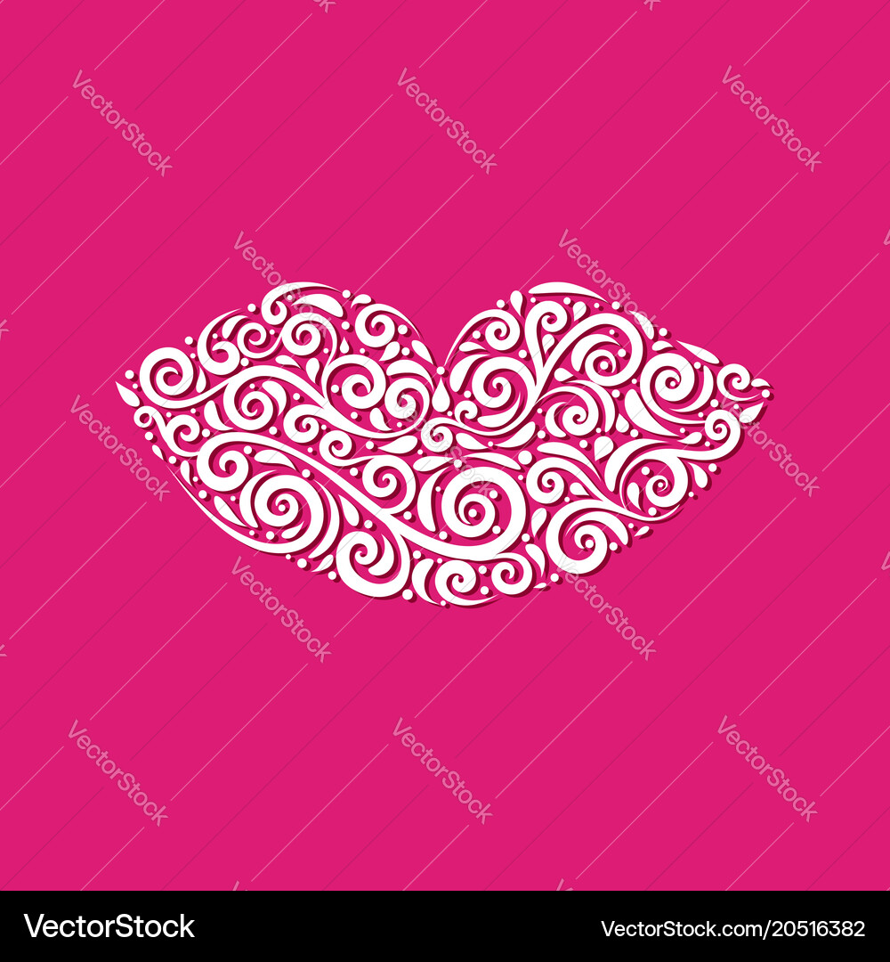 Ornamental lips of stylized Royalty Free Vector Image