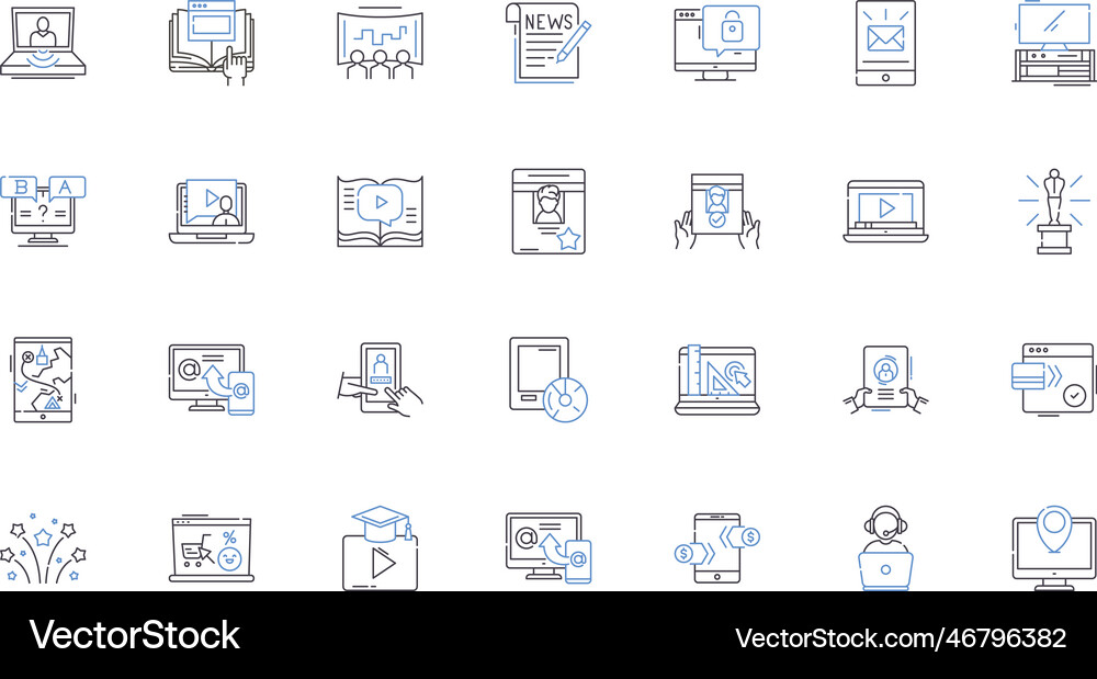 Publicity line icons collection branding Vector Image