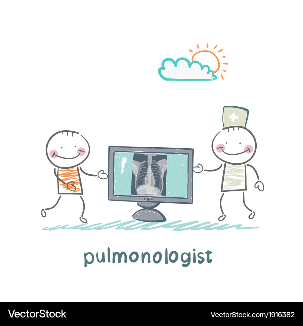Pulmonologist chest X-ray shows a patient Vector Image