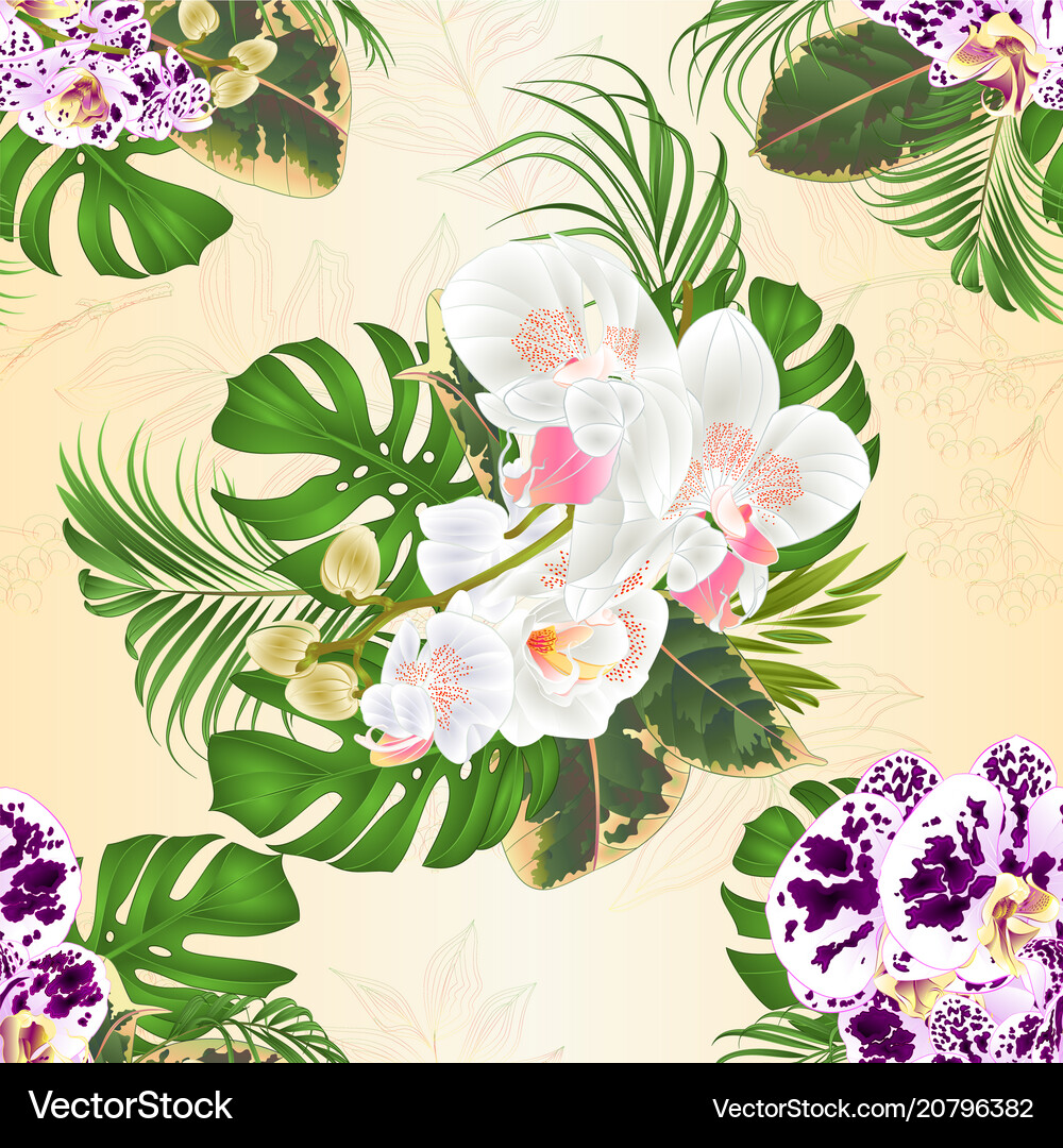 Seamless texture bouquet with tropical flowers Vector Image