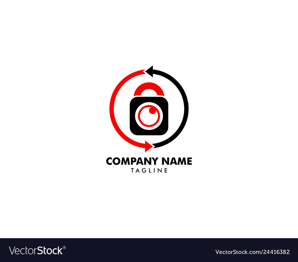 Secure camera logo template design Royalty Free Vector Image