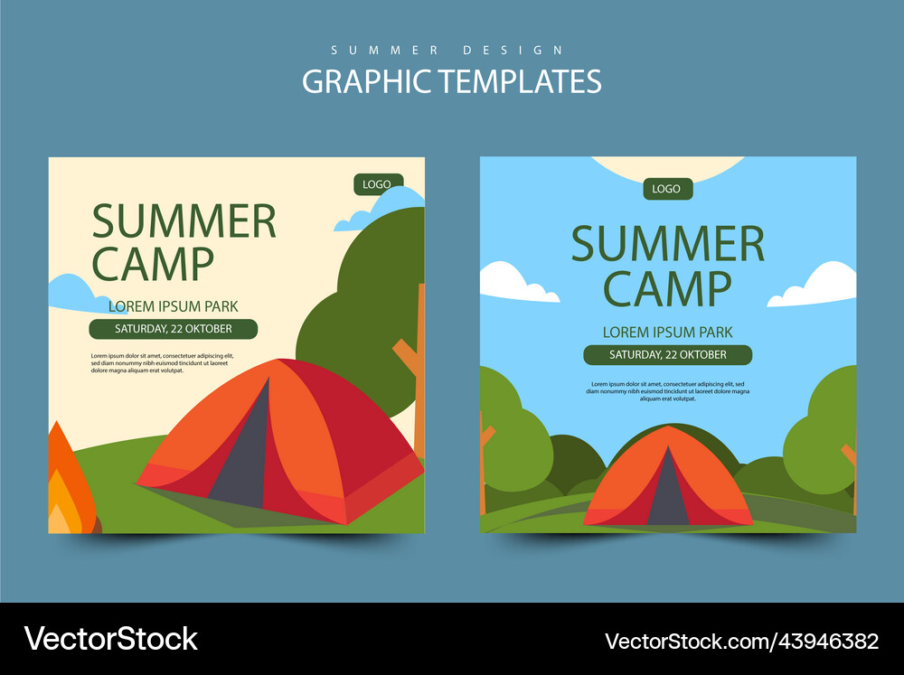 Summer camp season graphic template simple Vector Image