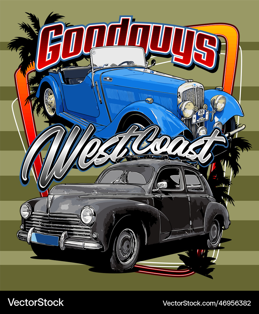 Two vintage cars template Royalty Free Vector Image