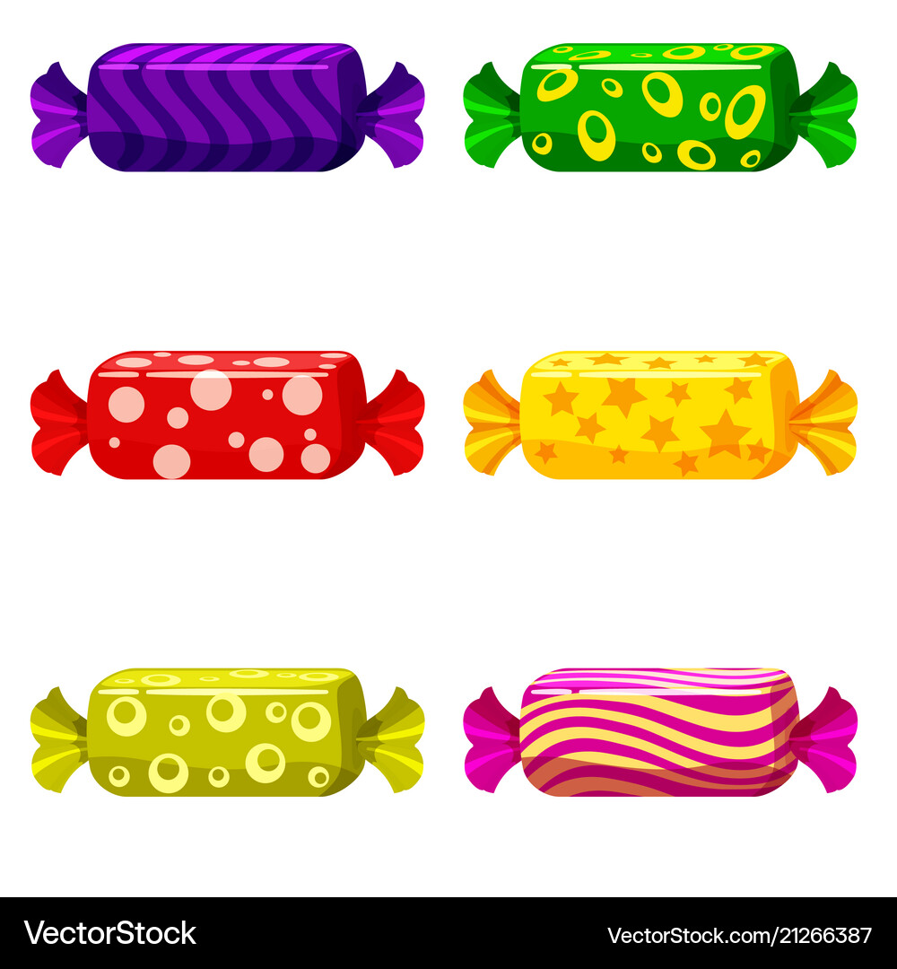 A set sweet candies in a package different Vector Image