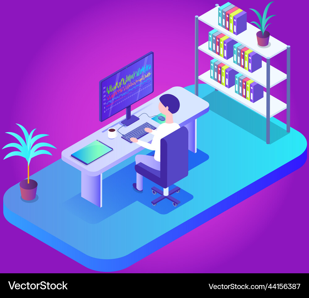 Business employees on their workspace co-worker Vector Image