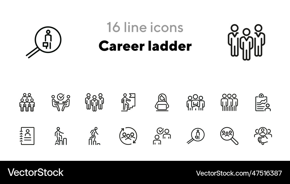 Career ladder line icon set Royalty Free Vector Image