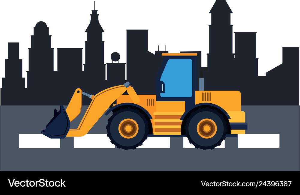 Construction vehicle backhoe colorful Royalty Free Vector