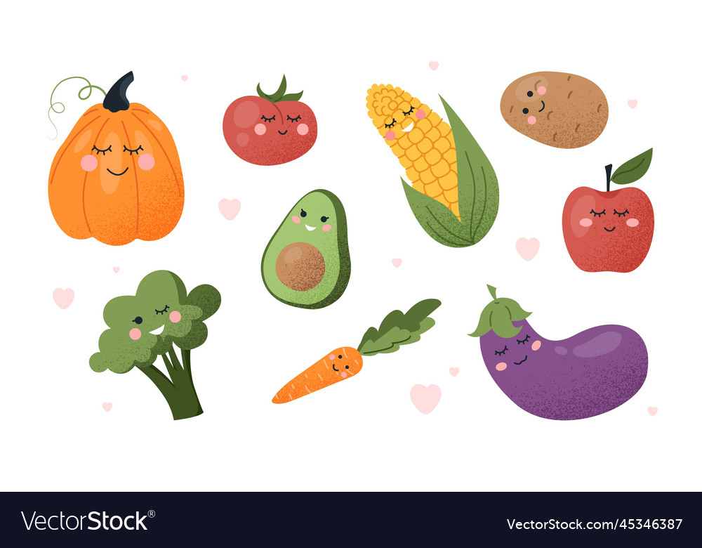 Cute vegetables set Royalty Free Vector Image - VectorStock