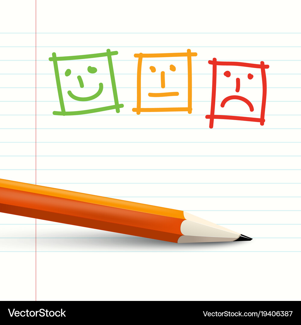 Feedback symbols on notebook paper with pencil Vector Image