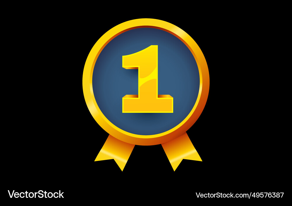 First place golden award label Royalty Free Vector Image
