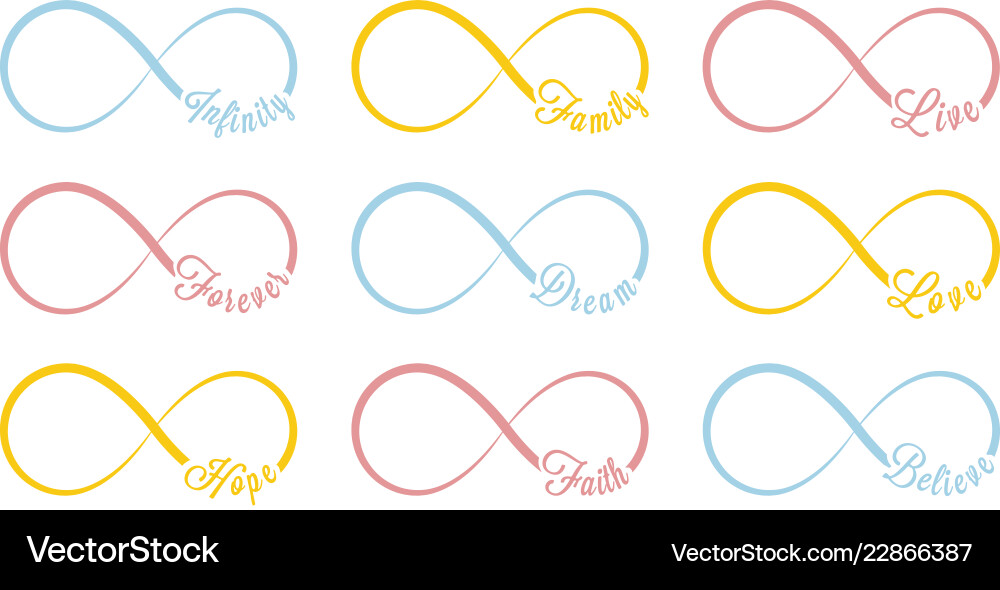 Infinity symbols colored repetition and Royalty Free Vector