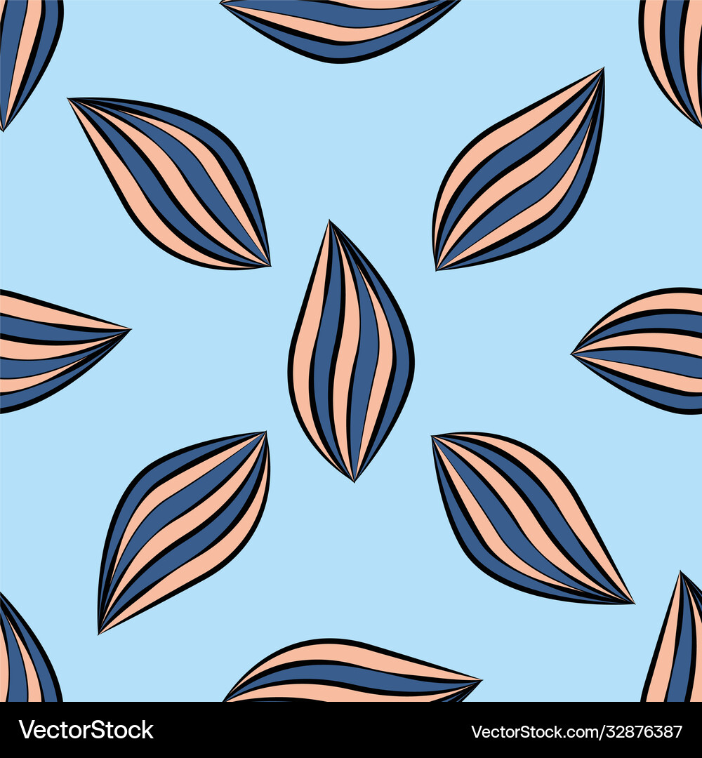 Linocut style leaves botanical seamless Royalty Free Vector