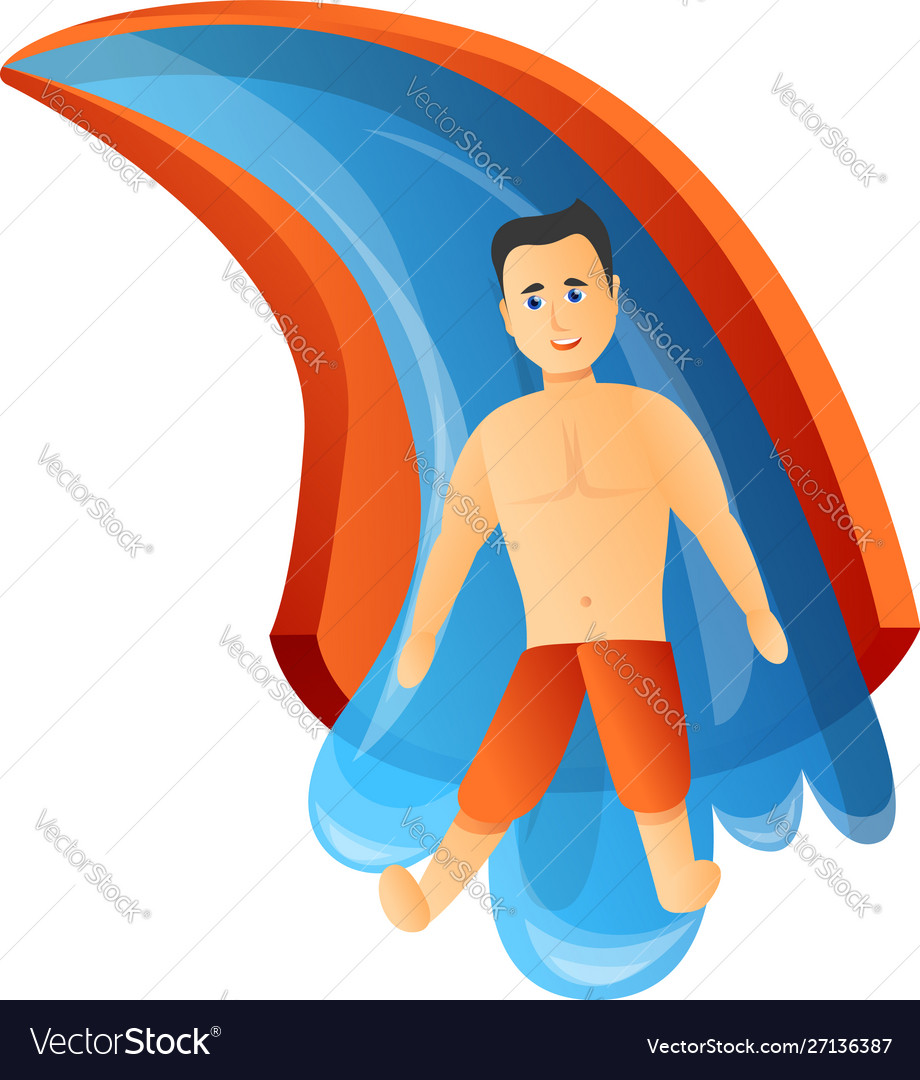 Man Waterpark Slide Icon Cartoon Style Royalty Free Vector