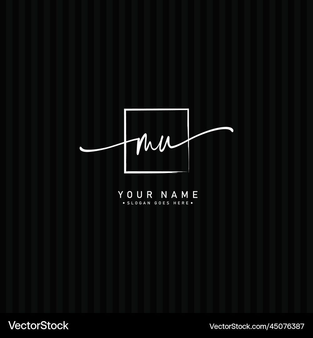 Mu signature logo - handwritten template Vector Image