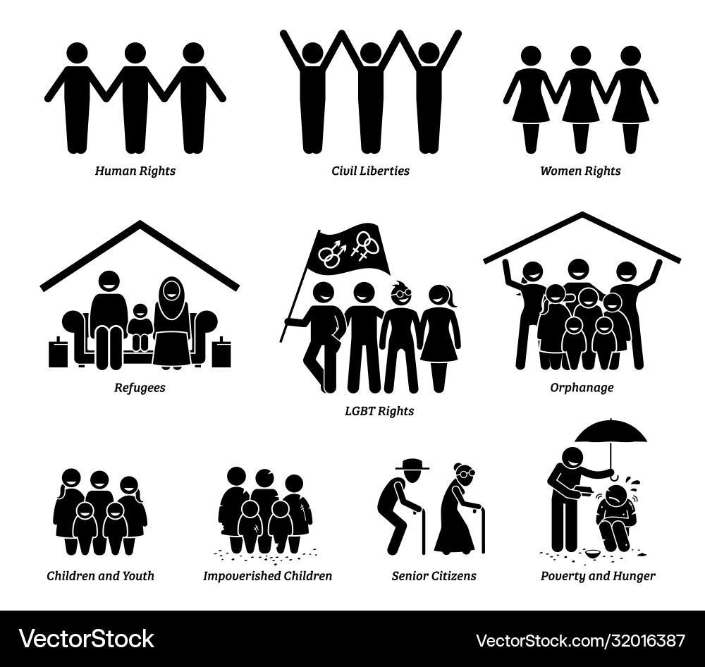 Npo nonprofit organization foundation welfare set Vector Image