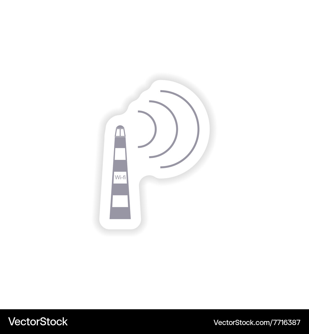 Paper sticker on white background wi fi tower Vector Image