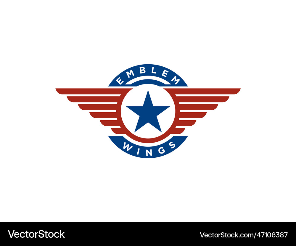 Patriotic emblem wings logo design usable Vector Image