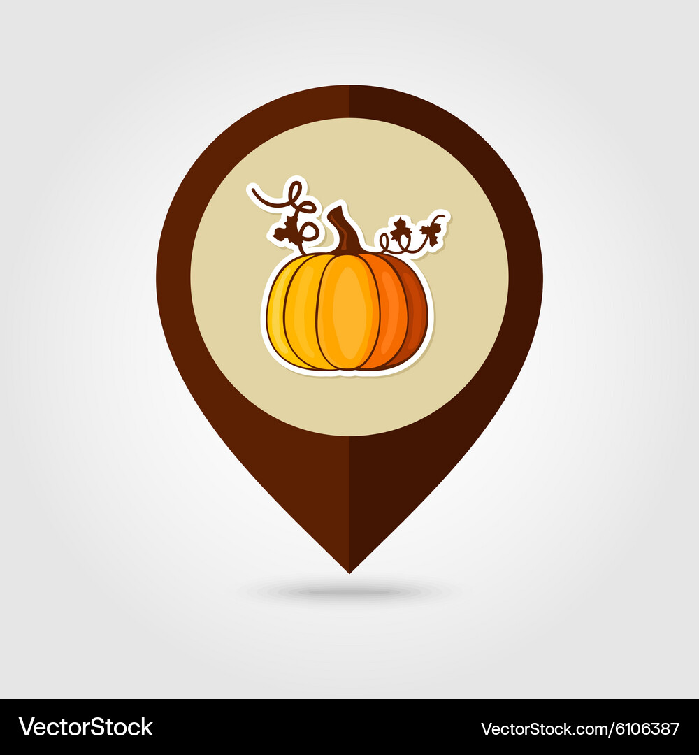 Pumpkin mapping pin icon harvest thanksgiving Vector Image