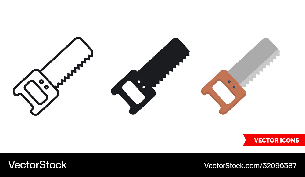 Saw icon 3 types isolated sign symbol Royalty Free Vector