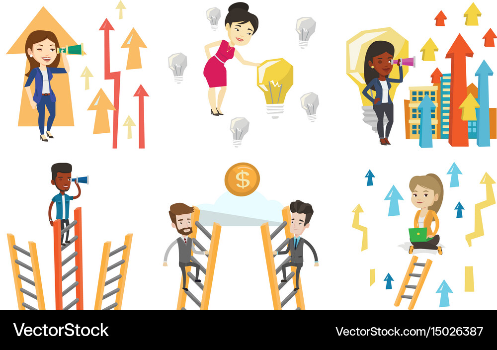 Set of business characters Royalty Free Vector Image