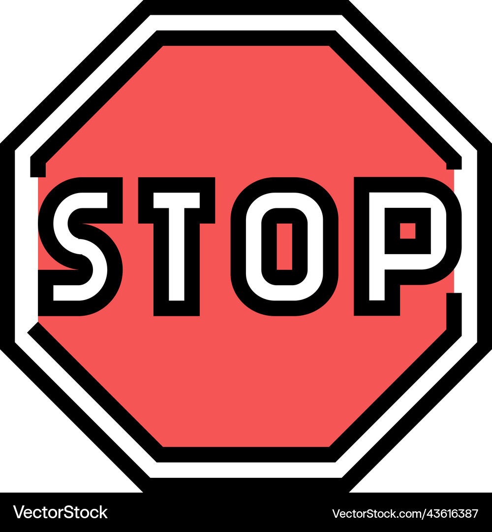 Stop road sign color icon Royalty Free Vector Image
