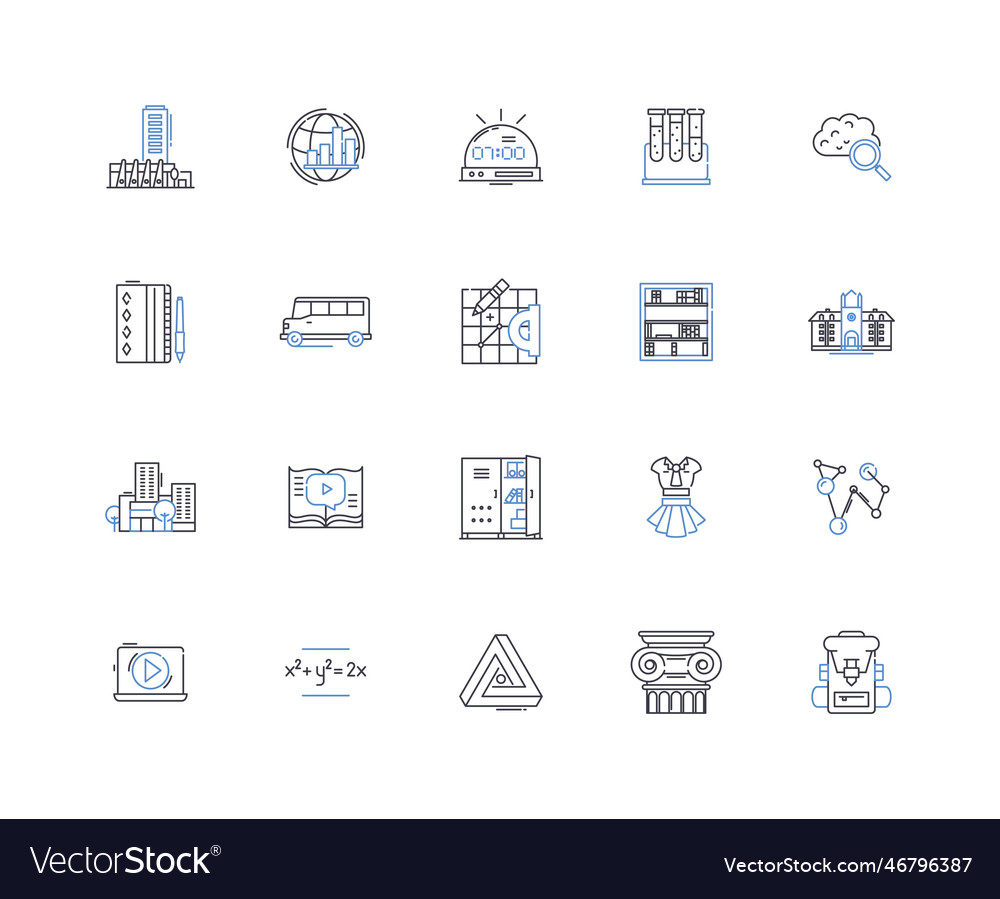 Technical school line icons collection vocational Vector Image Technical school line icons collection vocational Vector Image