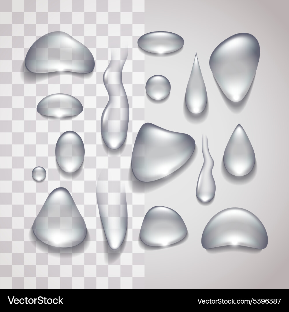 Water drops with different forms set Royalty Free Vector