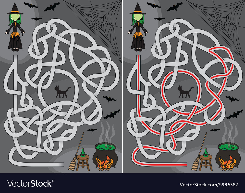 Witch maze Royalty Free Vector Image - VectorStock