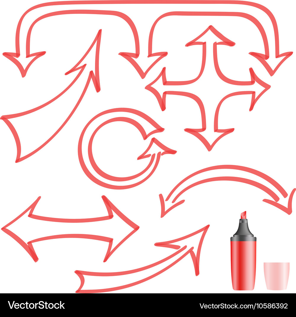 Arrows painted felt-tip pen for your design Vector Image