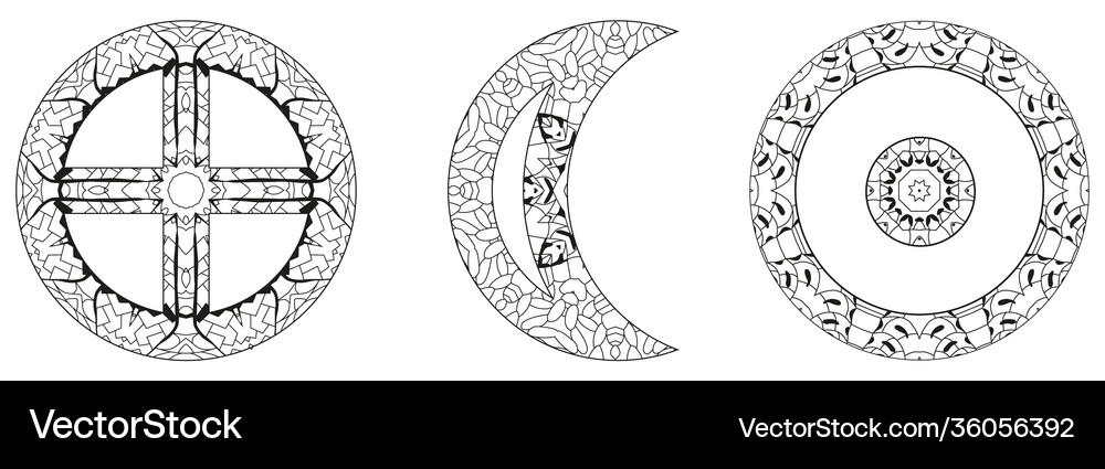 Astronomical signs earth moon and sun Royalty Free Vector