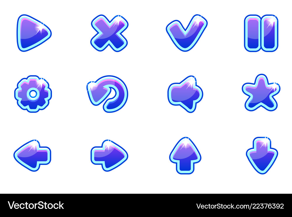 Blue collection set glass buttons for ui Vector Image