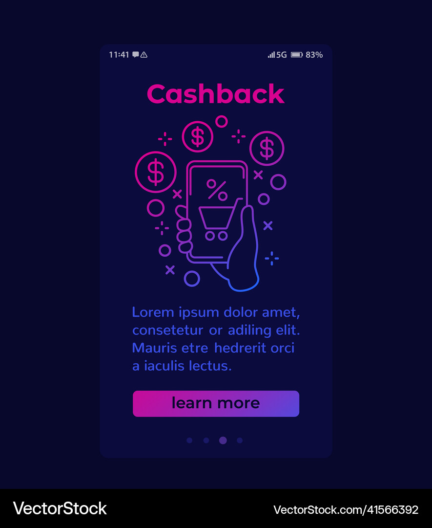 Cashback banner design with line icon Royalty Free Vector