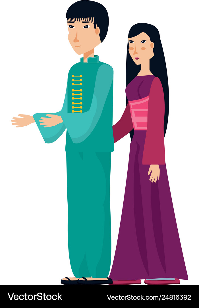 Chinese couple avatar character Royalty Free Vector Image