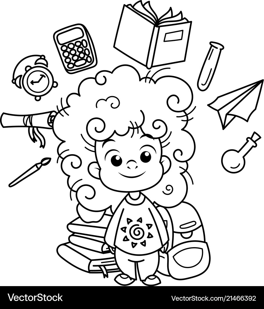 Cute school kid ready to education Royalty Free Vector Image