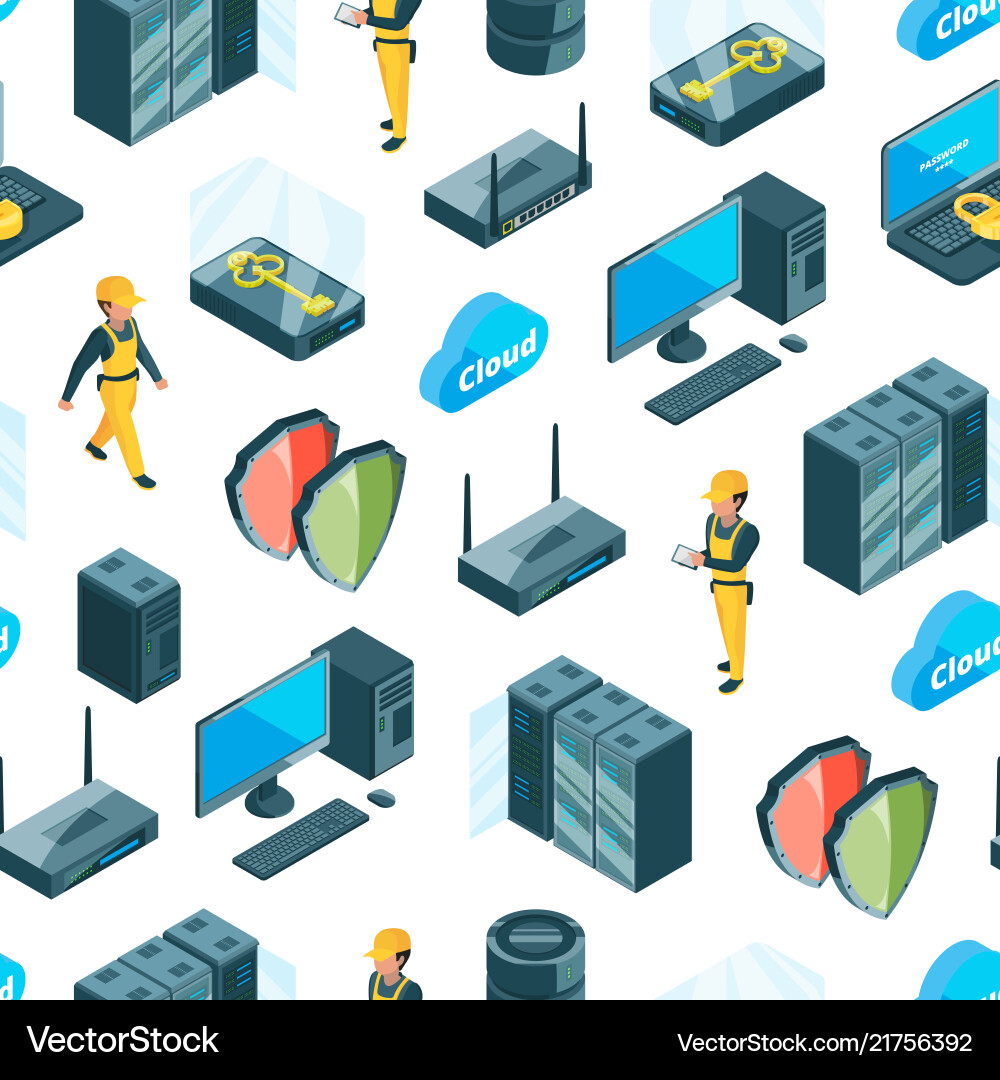 Electronic system of data center icons Royalty Free Vector