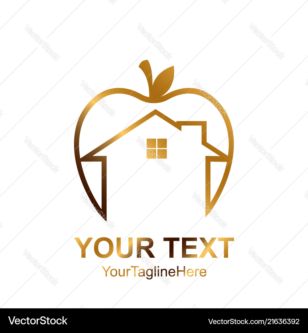 Gold apple house for the architectural Royalty Free Vector