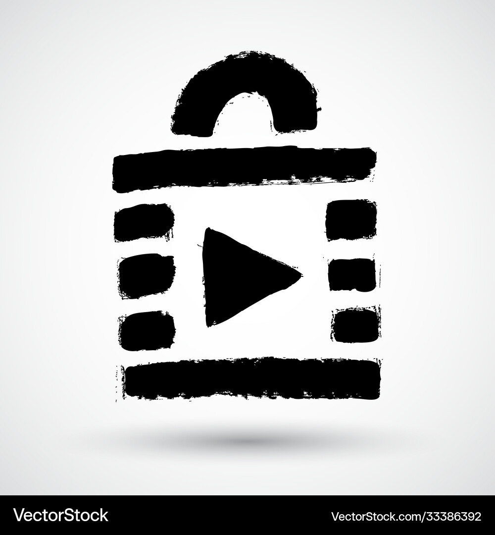 Grunge play lock video icon concept Royalty Free Vector