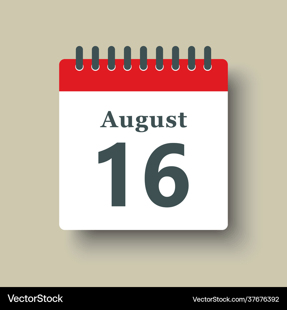 Icon day date 16 august template calendar page Vector Image