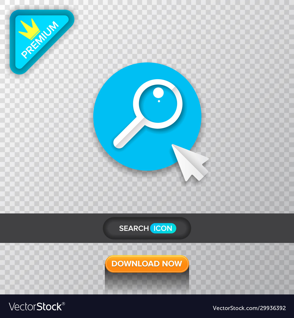 Magnifying glass or search icon button Royalty Free Vector