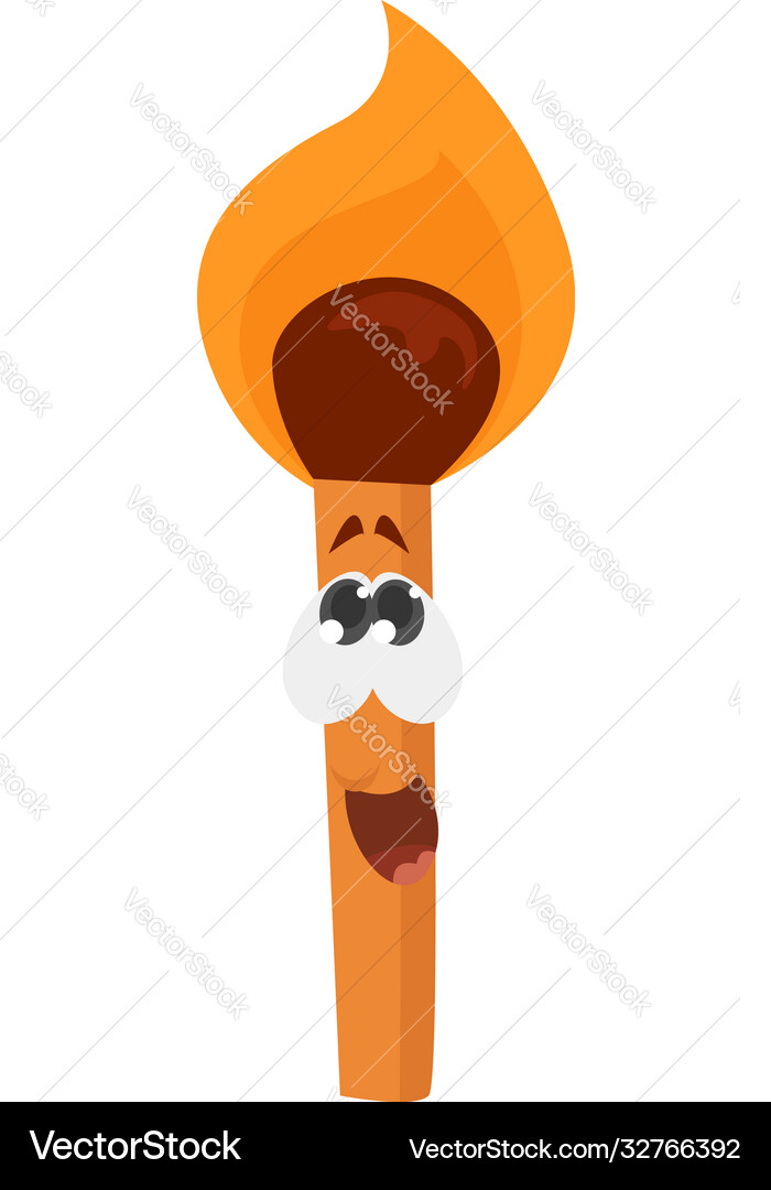 Match on fire white background Royalty Free Vector Image