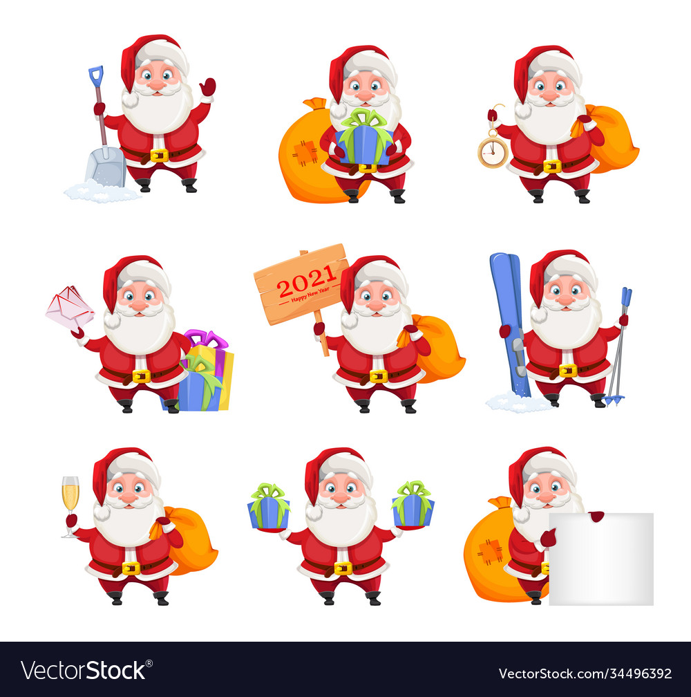 Merry christmas and happy new year santa claus Vector Image