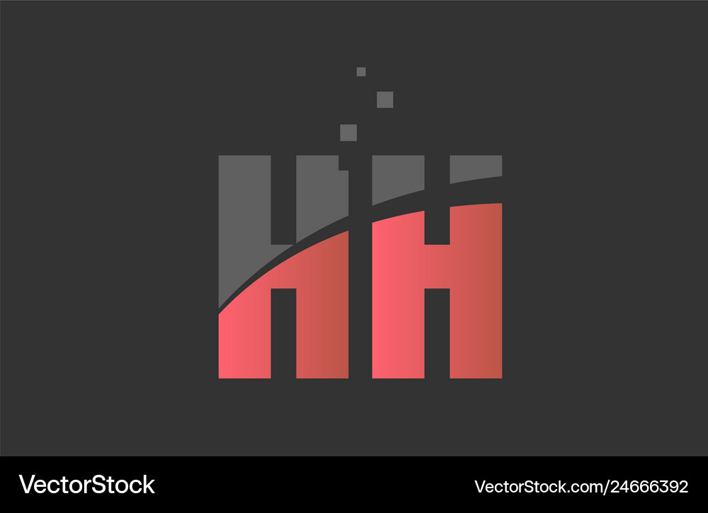 Orange grey alphabet letter combination hh h Vector Image
