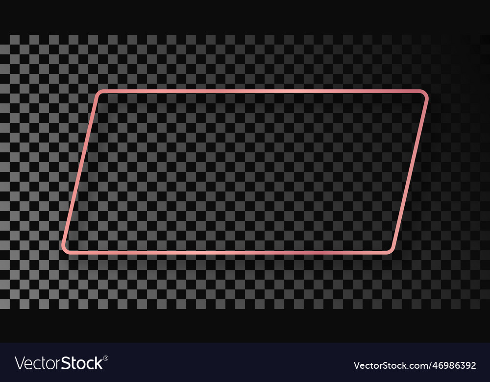 Rose gold glowing rounded rectangular shape frame Vector Image