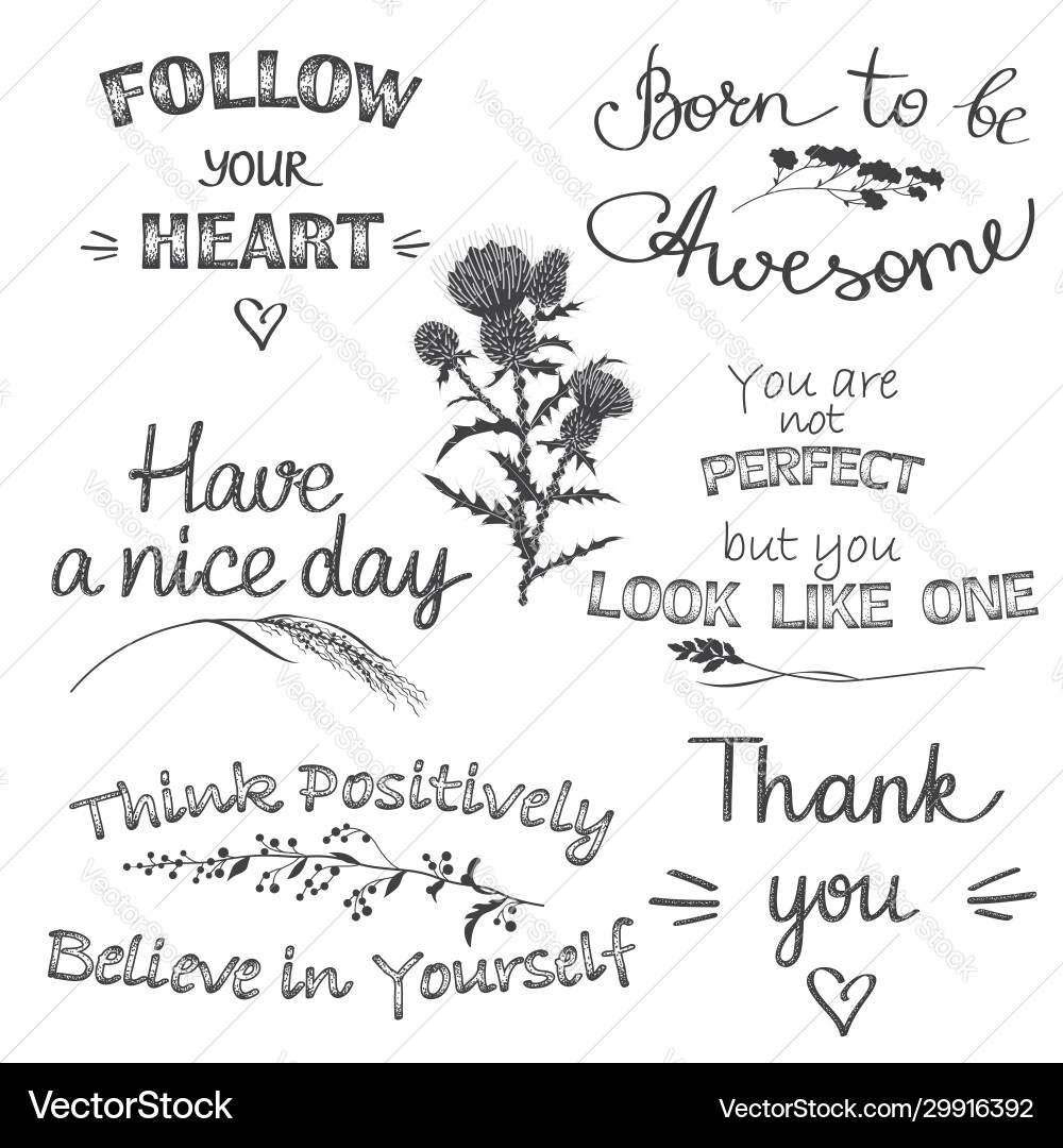 Set with inspirational slogans and phrases Vector Image