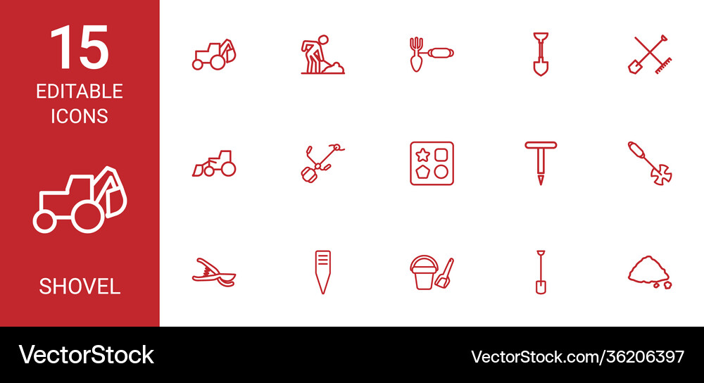 15 shovel icons Royalty Free Vector Image - VectorStock