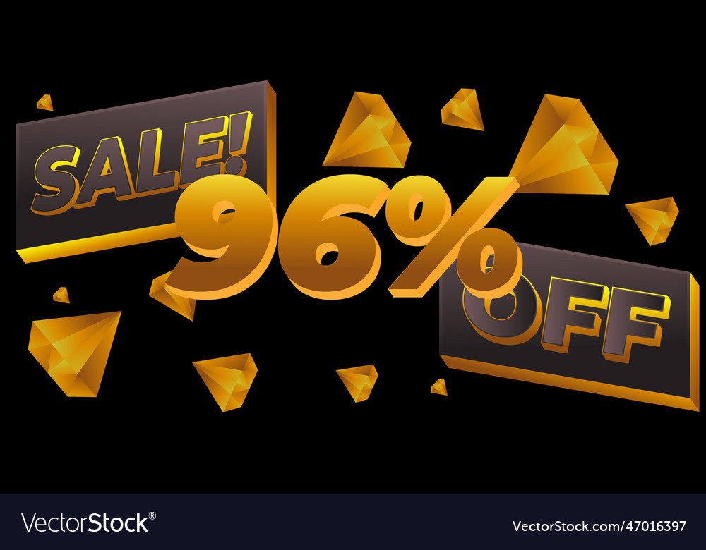 96 sale discount gold diamond promotion template Vector Image