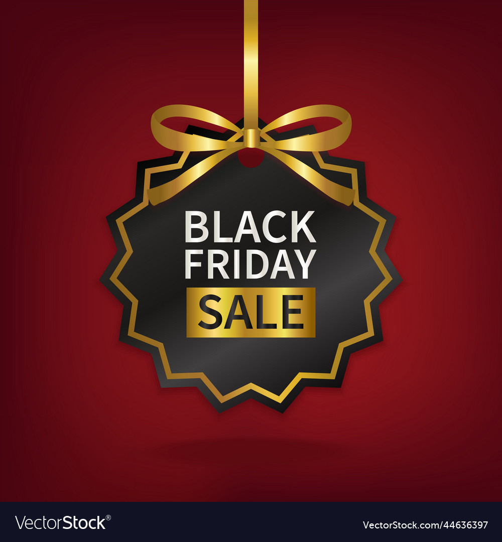 Black friday sale price tag with gold ribbon Vector Image Black friday sale price tag with gold ribbon Vector Image